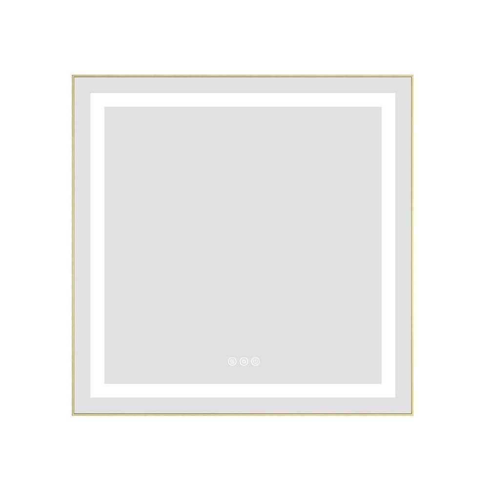 LIVACA 30 in. W x 30 in. H Square Aluminum Framed LED Wall Bathroom ...