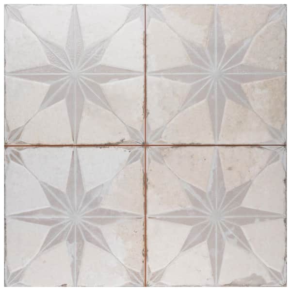 Merola Tile Kings Star Luxe White 8 in. x 8 in. Ceramic Floor and Wall Take Home Tile Sample ...