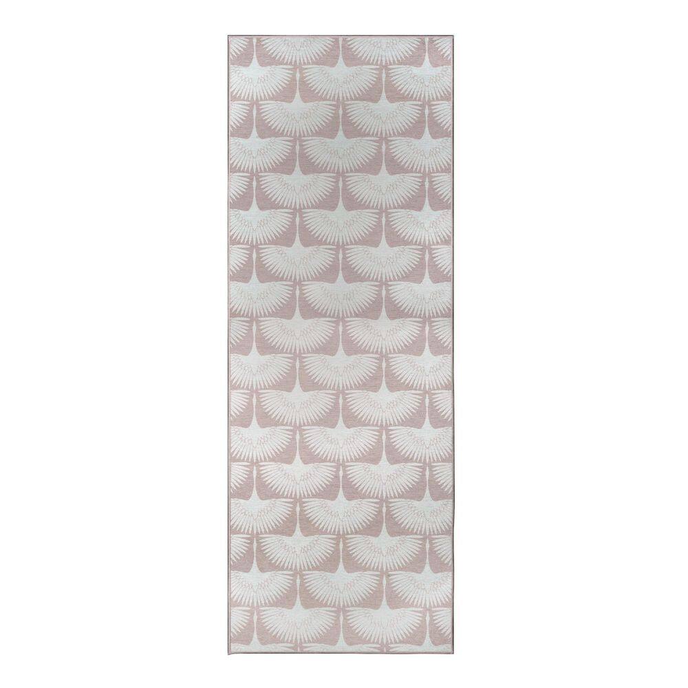 My Magic Carpet Flock Petal Pink/Off White Washable Rug 2.5 ft. x 7 ft ...