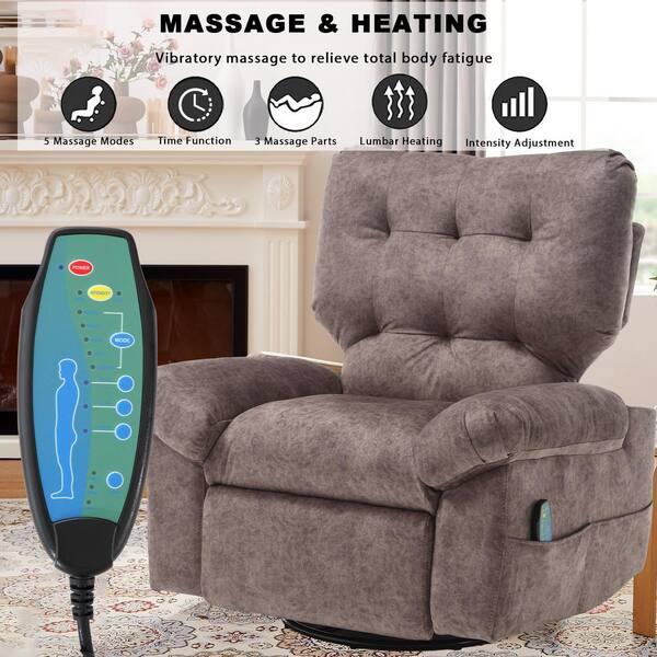 Boyel Living Massage Rocker Recliner Chair Rocking Chairs for Adults Oversized with 2 Cup Holders and USB Charge Grey