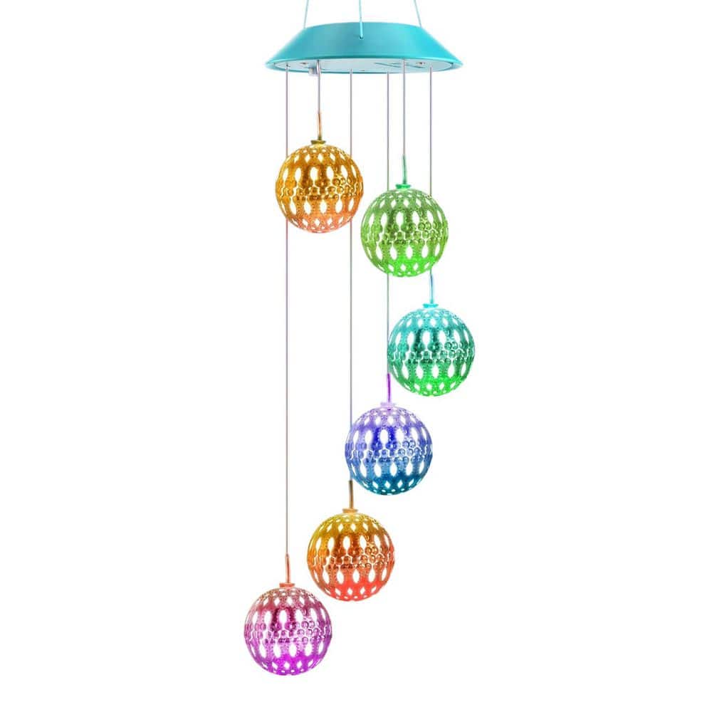 Cubilan Solar Wind Chime, Color Changing Moroccan Ball Wind Chimes, LED ...