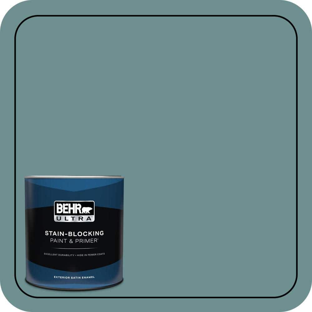 BEHR ULTRA 1 qt. #500F-6 Hallowed Hush Satin Enamel Exterior Paint ...