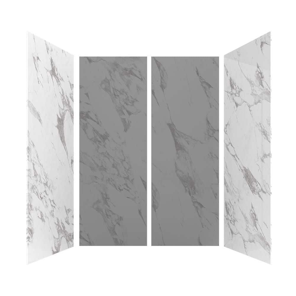 CASTICO 32 in. W x 84 in. H Glue-Up Alcove Side Shower Wall Set in ...