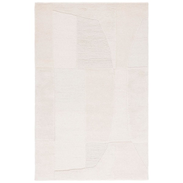 SAFAVIEH Fifth Avenue 3 ft. x 5 ft. Ivory Solid High-Low Area Rug ...