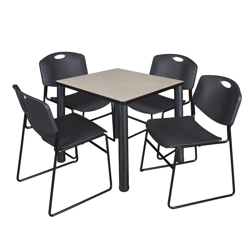Regency Kee 30 in Maple Top Square Breakroom Table Desk, Black Legs, 4 ...