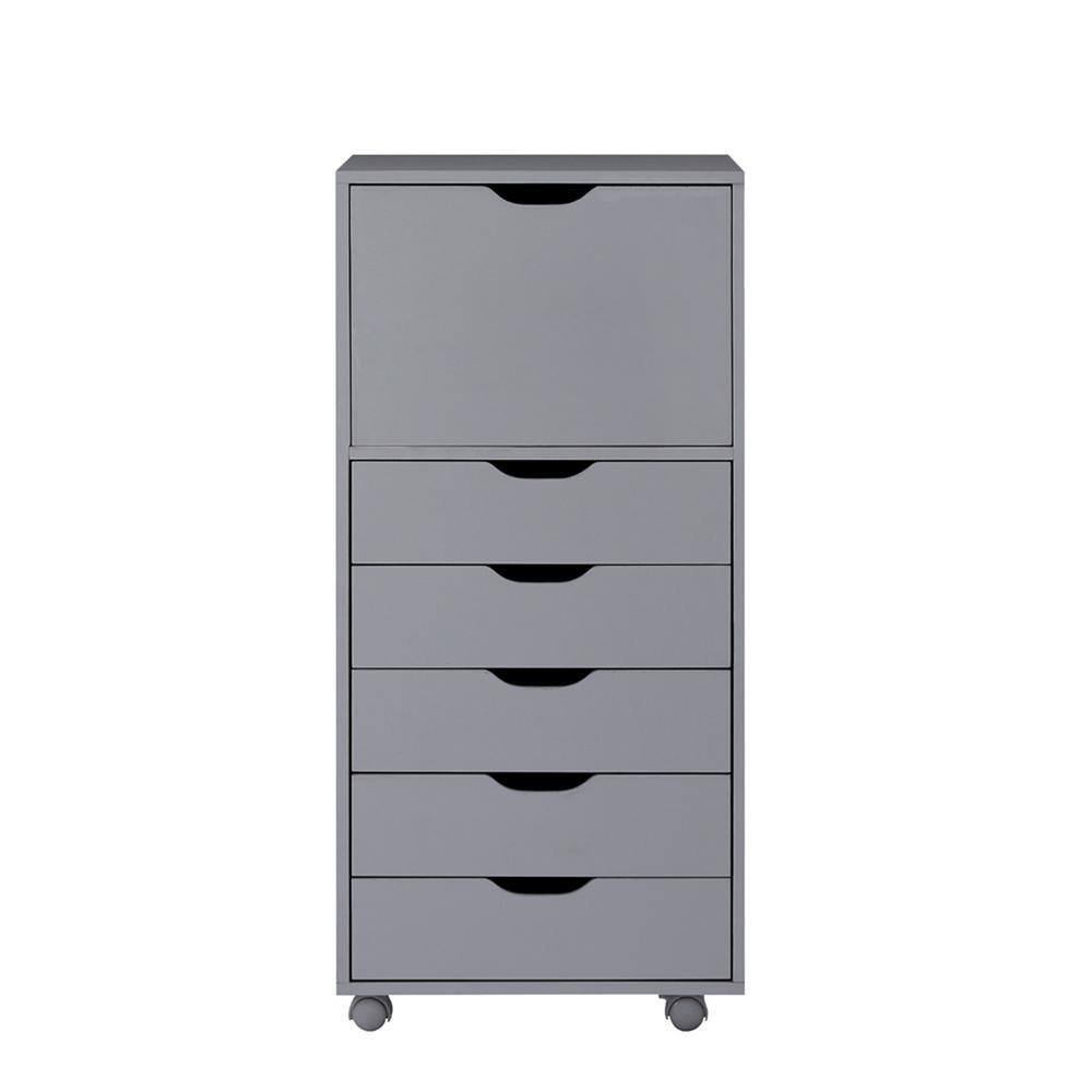 MAYKOOSH Gray, 6-Drawer with Shelf, Office File Cabinets Wooden File ...