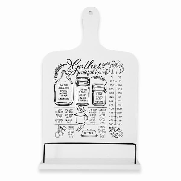 Anqtovp White Recipe Stand with Measurement Conversion Chart Adjustable ...