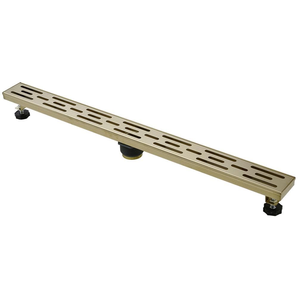 HOMEMYSTIQUE Point 32 in. Stainless Steel Linear Shower Drain with ...