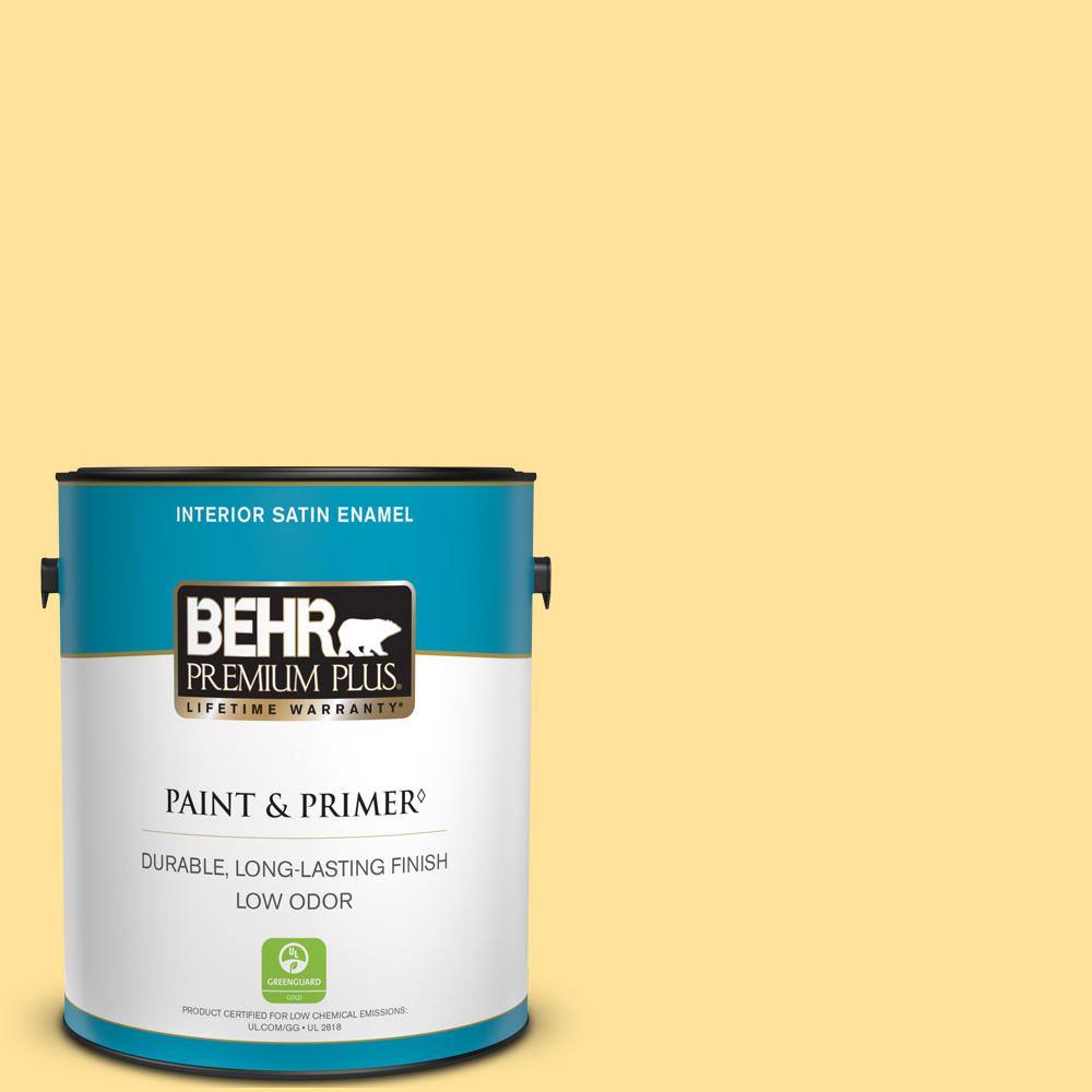 BEHR PREMIUM PLUS 1 gal. #P290-3 Roasted Corn Satin Enamel Low Odor ...
