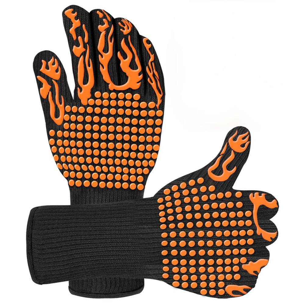 Angel Sar Heat Resistant Orange Cotton Oven Mitts Grilling Gloves ...