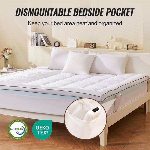VEVOR Mattress Topper Premium Memory Foam Fiber Fill King Size 4 in Thickness DHYCDZ7680INM5WOQV0