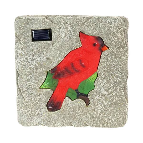 Exhart Solar Cardinal 9.84 in. x 9.84 in. x 1.18 in. Red Cardinal Resin ...