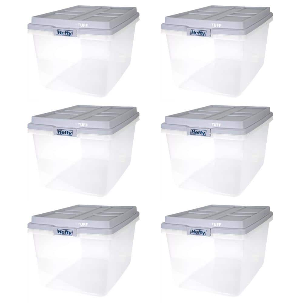 Hefty 72-Qt. Stackable Plastic Storage Bin with Lid (6-Pack) HFT ...