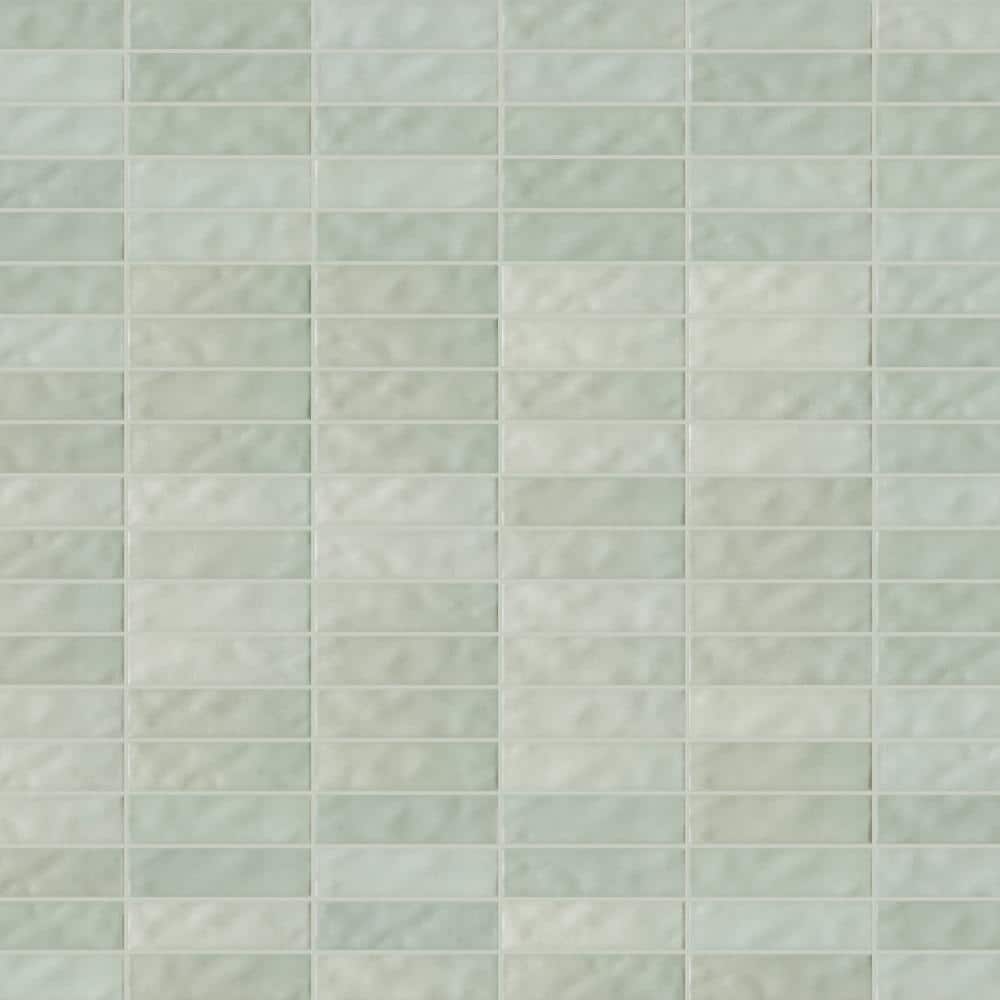 ELIANE Sample of Prisma Hijau Glossy 3 in. x 10 in. Ceramic Wall Tile ...