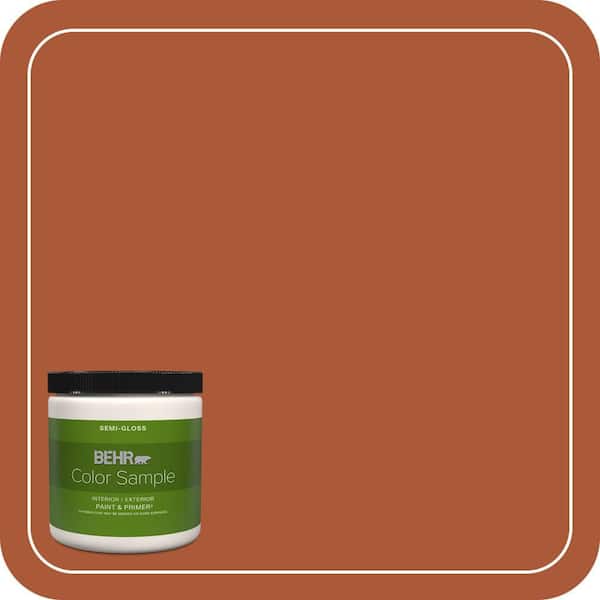 BEHR PREMIUM PLUS 8 oz. #S-H-220 Summer Heat Semi-Gloss Interior ...