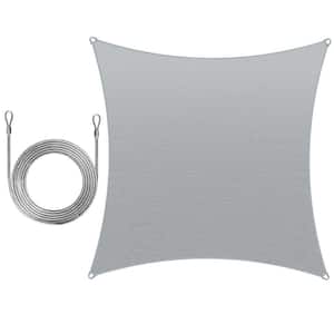 COLOURTREE 20 ft. x 20 ft. Square Pro Ring Sun Shade Sail with Rope ...