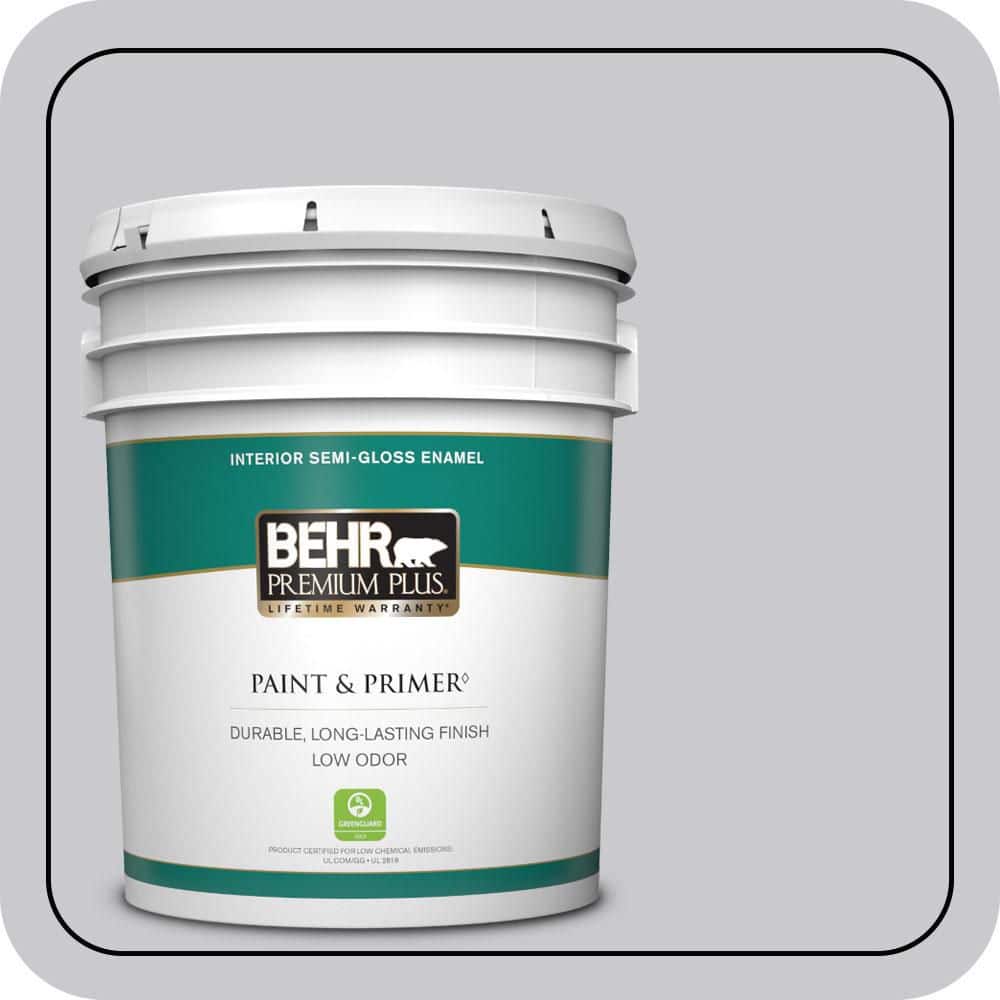 BEHR PREMIUM PLUS 5 gal. #ECC-62-1 Urban Gray Semi-Gloss Enamel Low ...