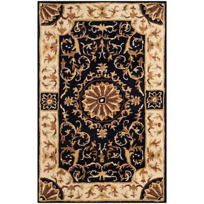 SAFAVIEH Empire Black/Ivory 5 ft. x 8 ft. Border Area Rug EM459D-5 ...