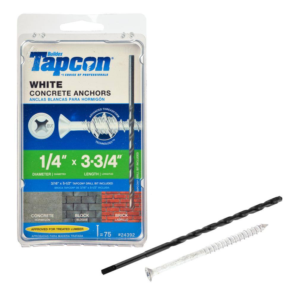 Reviews for Tapcon 1/4 in. x 3-3/4 in. White Ultrashield Phillips-Flat ...