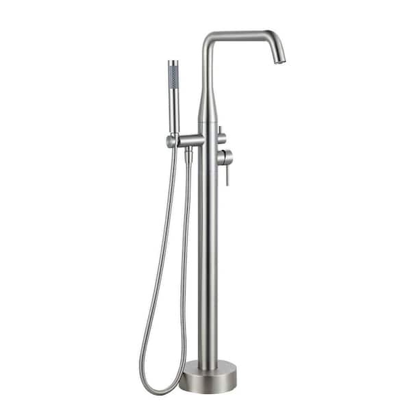 ALEASHA Single Handle Floor Mount Freestanding Tub Faucet with Hand ...