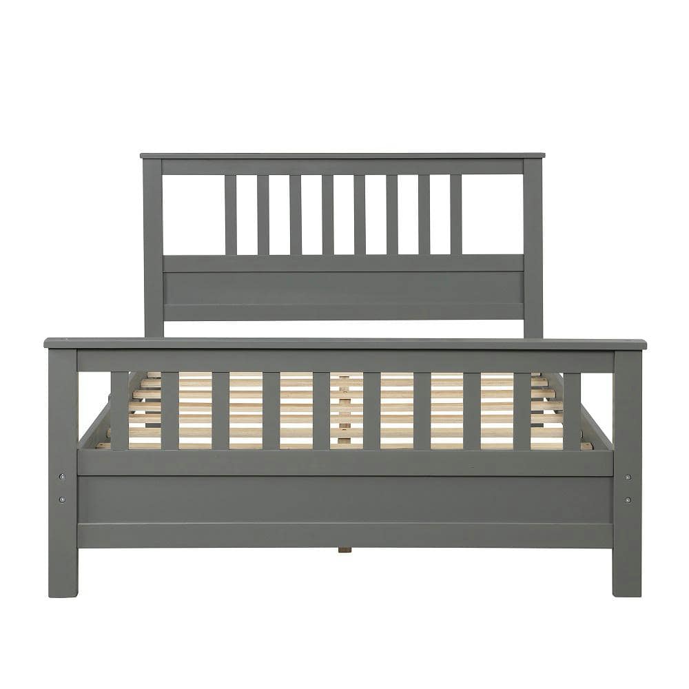 bellemave Grey Full Bed Frame Platform Wood Bed Frame with Headboard No ...