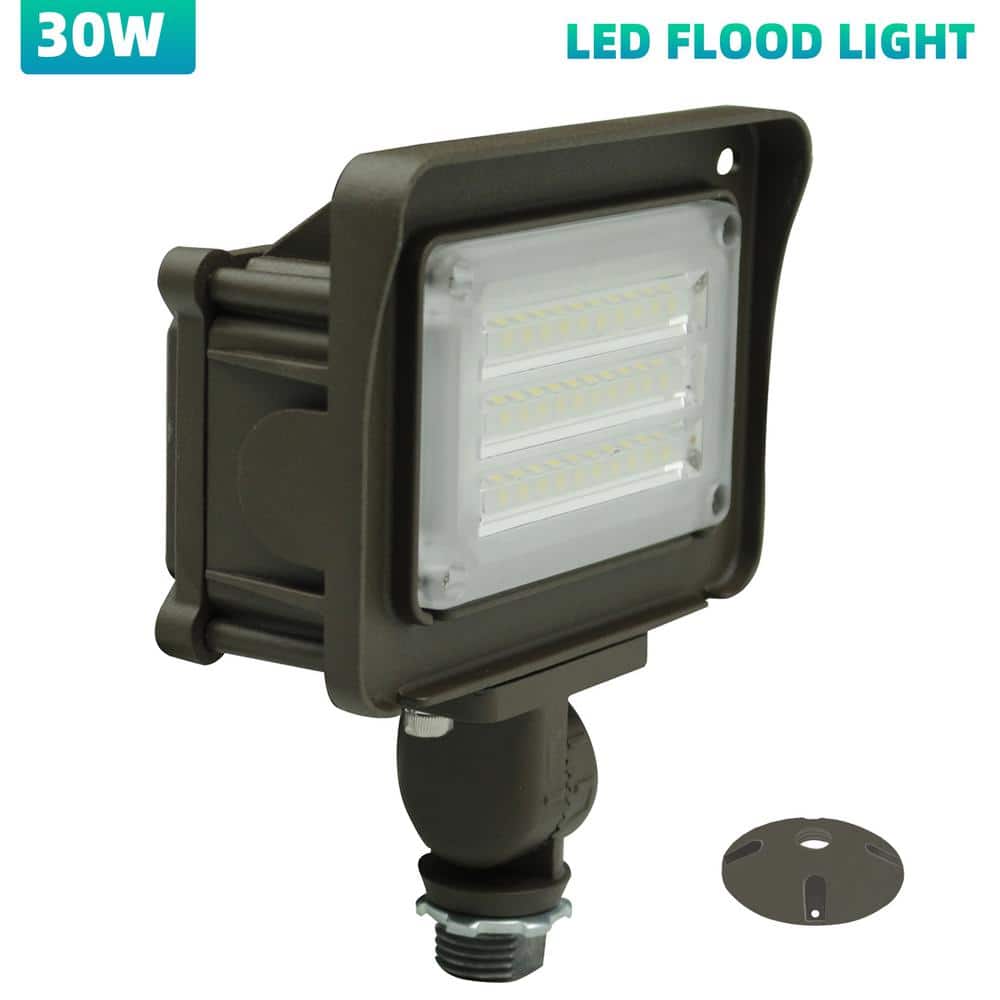 WYZM 30-Watt 120-Degree Bronze Integrated LED Outdoor Flood Light with ...