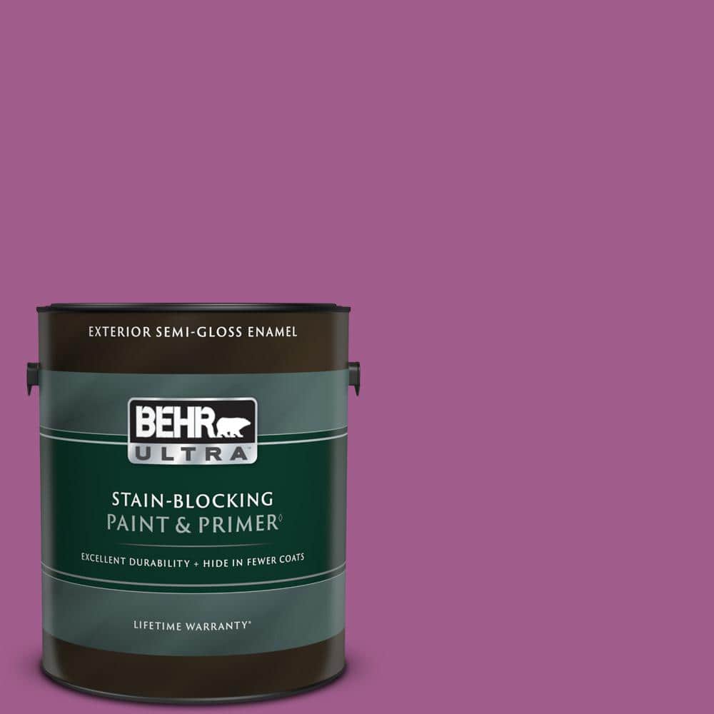 BEHR ULTRA 1 gal. #P110-6 Wild Berry Semi-Gloss Enamel Exterior Paint ...