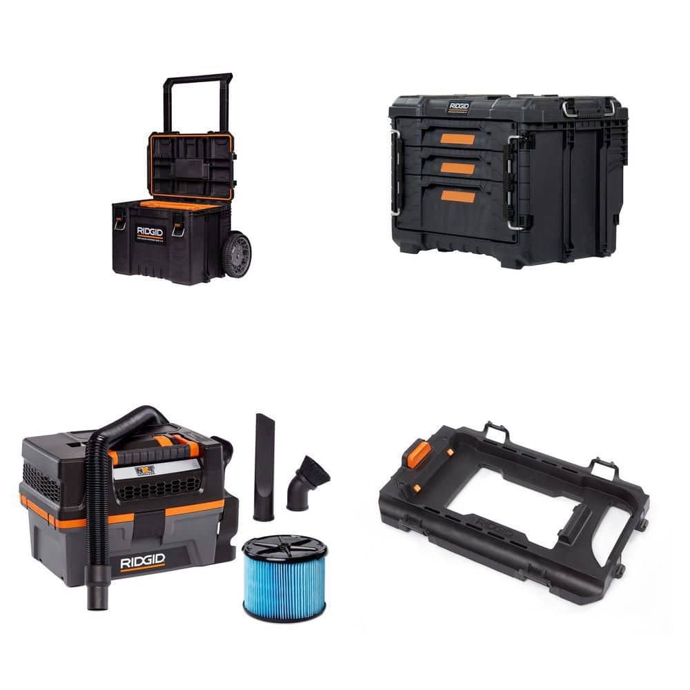 RIDGID Pro Gear 25 in. Rolling Tool Box, 14.6 in. 3-Drawer Tool Box, 3 ...