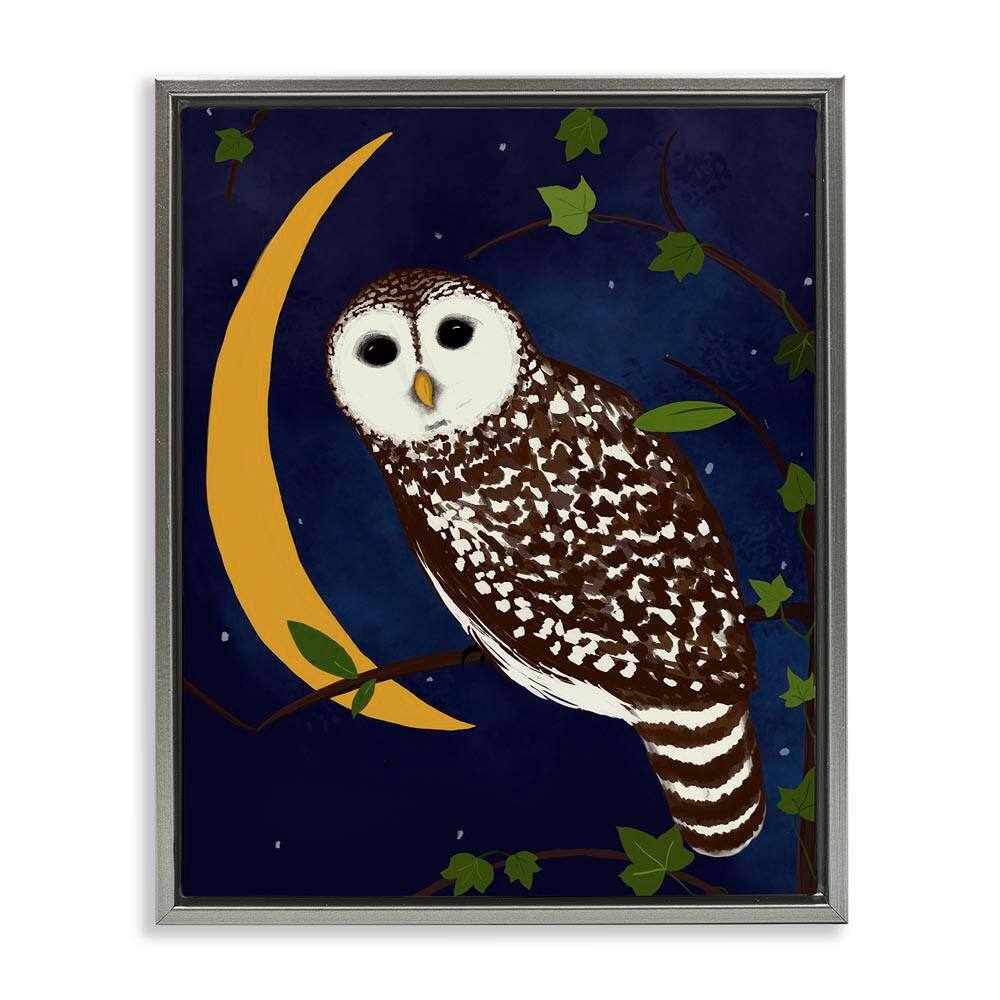 Stupell Industries Owl and Moon Forest by Michelle Ingari Designs Gray ...