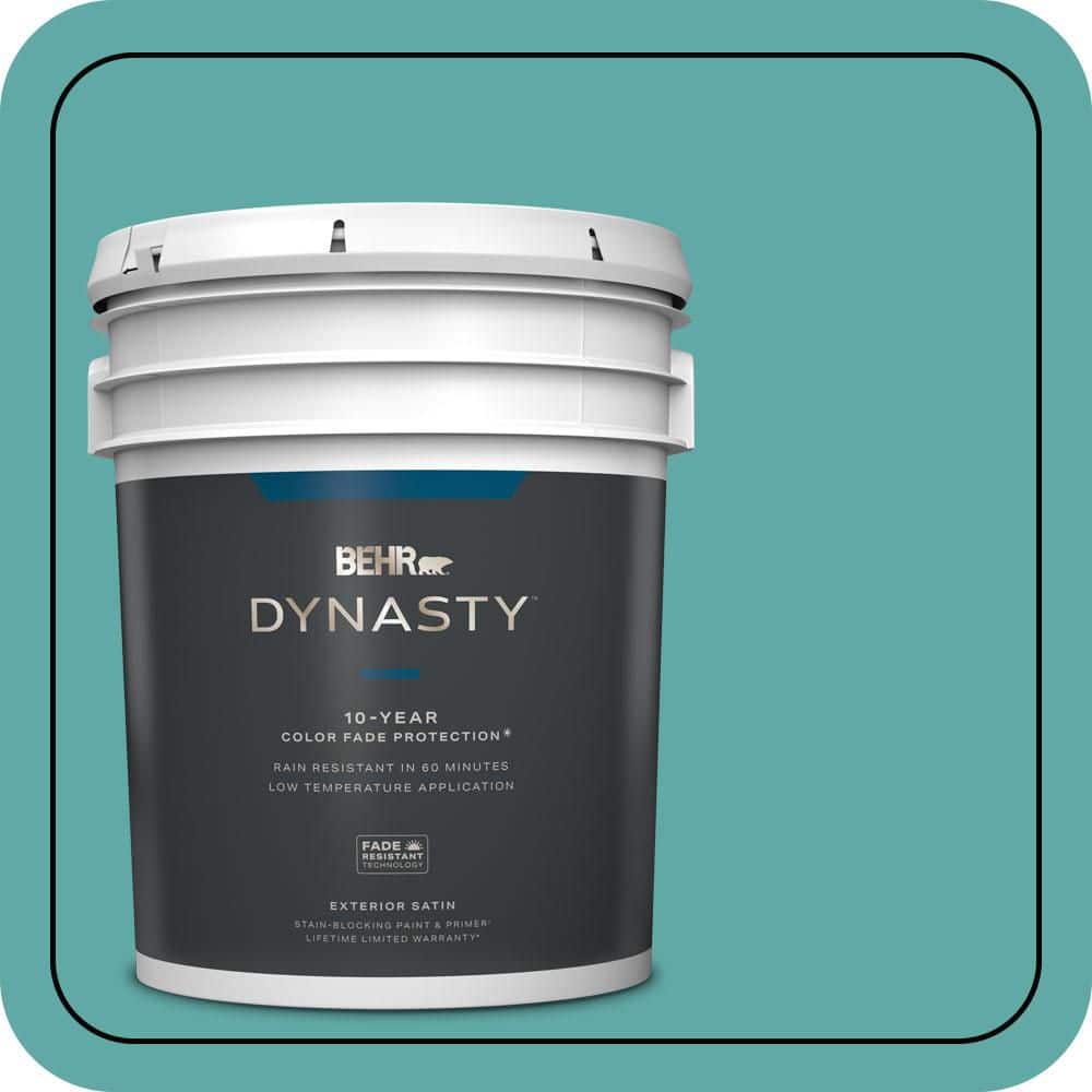 BEHR DYNASTY 5 gal. #500D-5 Teal Zeal Satin Enamel Exterior Stain ...
