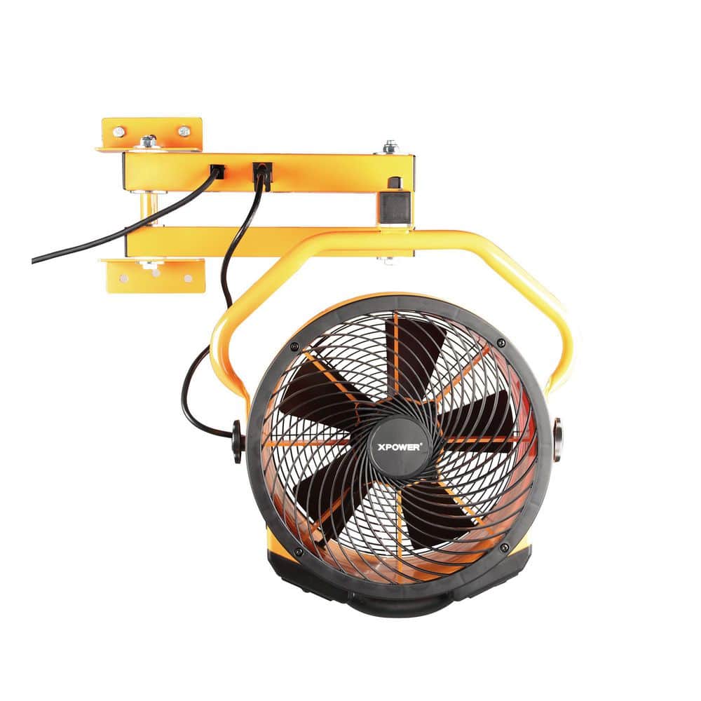 XPOWER 14 in. 4-Speed High Velocity Yellow Indoor Wall Mount Fan for ...