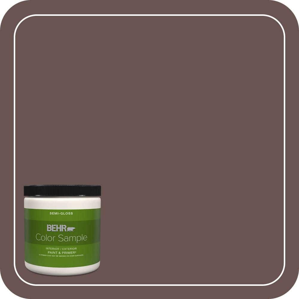 BEHR PREMIUM PLUS 8 oz. #MQ1-42 Briar Wood Semi-Gloss Interior/Exterior ...