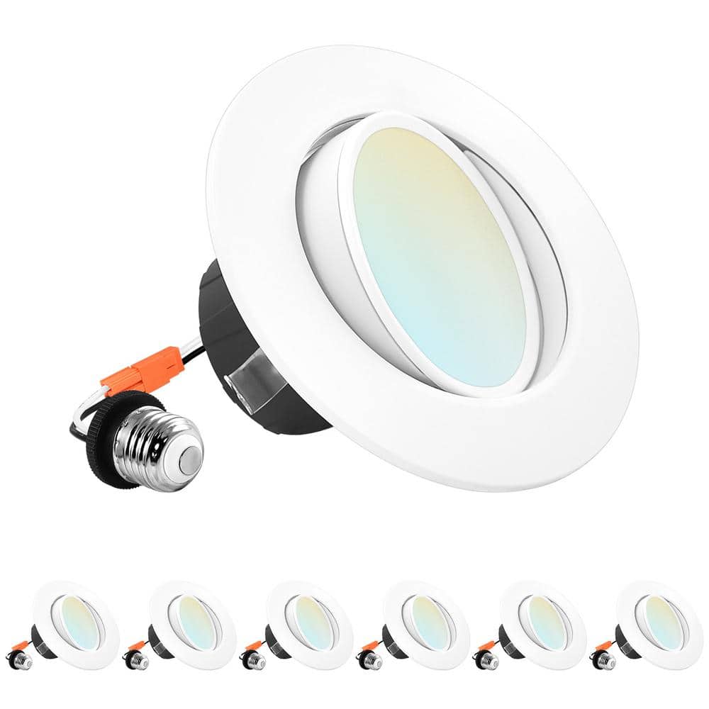 LUXRITE 4 in. Gimbal Recessed LED Can Lights 5 Color Options Dimmable ...