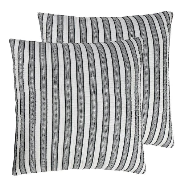 LEVTEX HOME Tanzie Black Stripe Quilted Cotton Euro Sham (Set of 2 ...