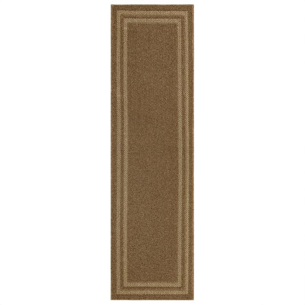 Mohawk Home Basics Hall Border Tan 2 ft. x 7 ft. Transitional Tufted ...