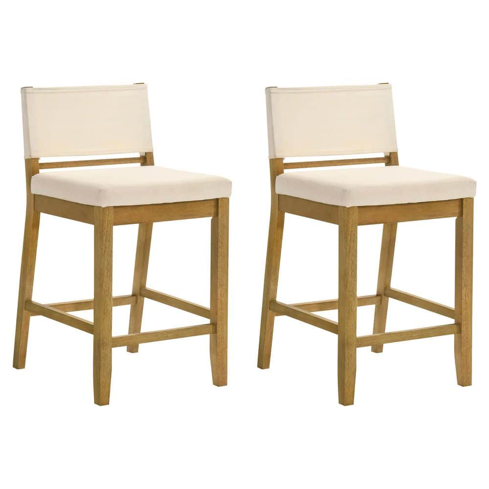 Armen Living Yaneli 26 in. H Amber Glow Finish High Back Wood Bar Stool ...