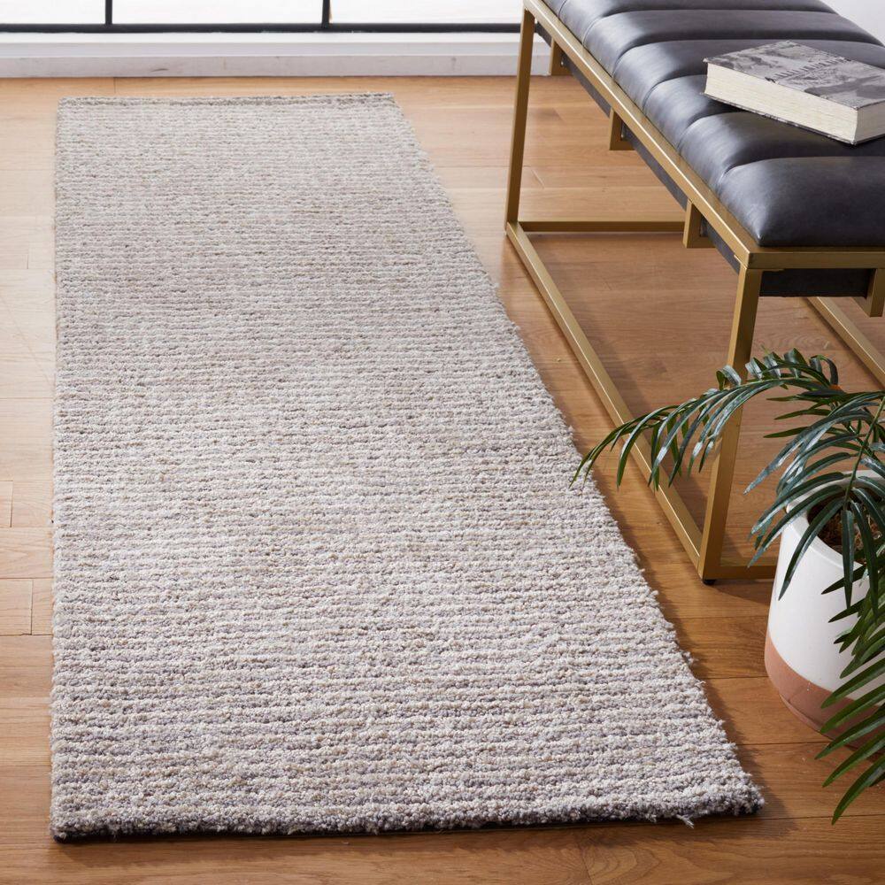 SAFAVIEH Soho 2 ft. x 8 ft. Silver Solid Crosstitch Runner Rug SOH478G ...