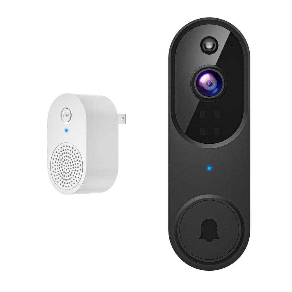 BIBIVIS Black Wireless Wi-Fi Video Doorbell Camera, AI Motion Detection ...