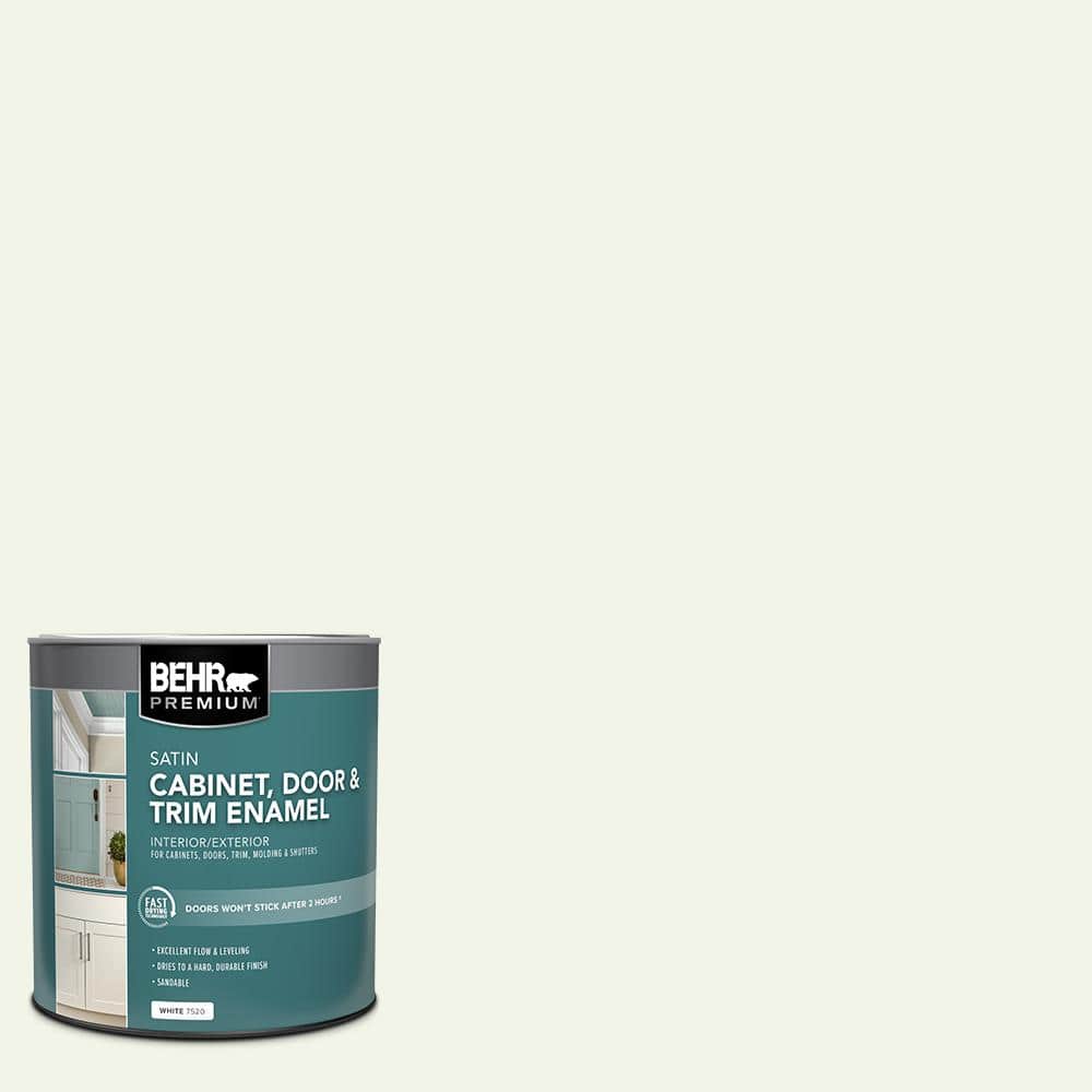 BEHR PREMIUM 1 qt. #GR-W10 Calcium Satin Enamel Interior/Exterior ...