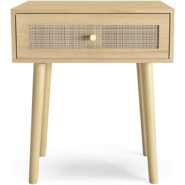 ULSMVOC SMT 1-Drawer Natural Handmade Rattan Design Maple Textured ...