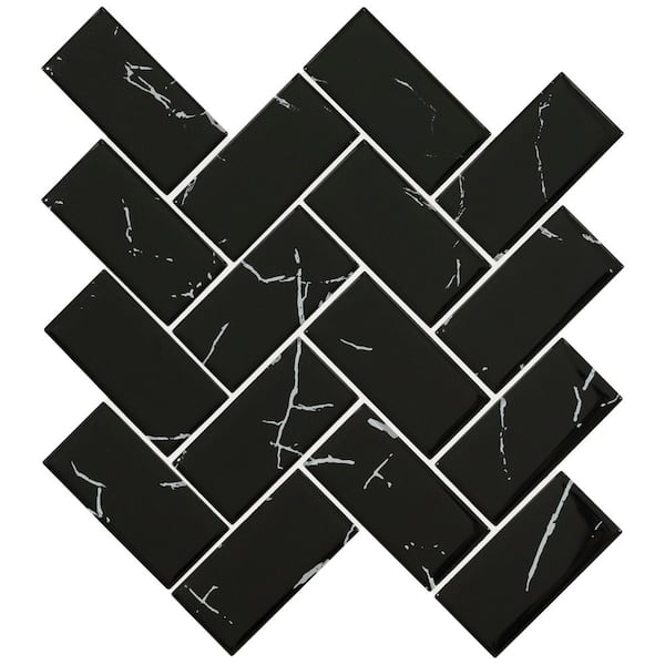 MSI Take Home Tile Sample - Nero Marquina 4 in. x 4 in. Glossy Glass ...