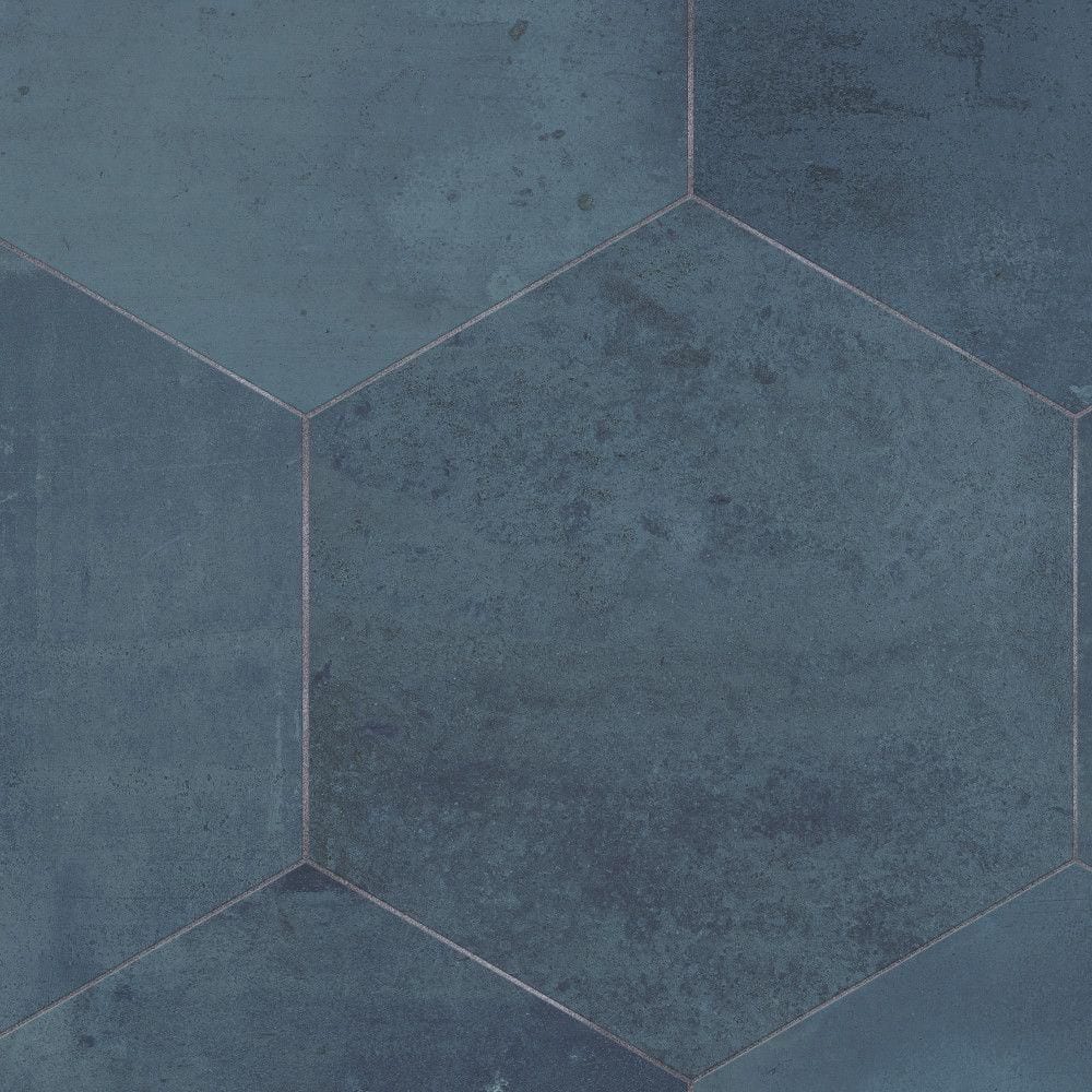 Merola Tile Argillos Hex Deep Blue 21 in. x 24 in. Porcelain Floor and ...
