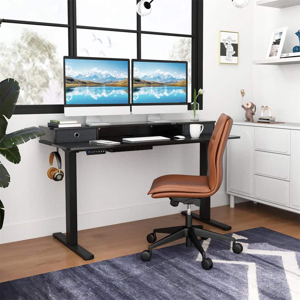 HONEY JOY 55 in. x 24 in. Height Adjustable Electric Standing Desk w ...
