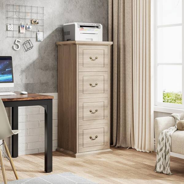 BYBLIGHT Atencio 4-Drawer Light Brown Wood 19.7 in. Vertical File ...
