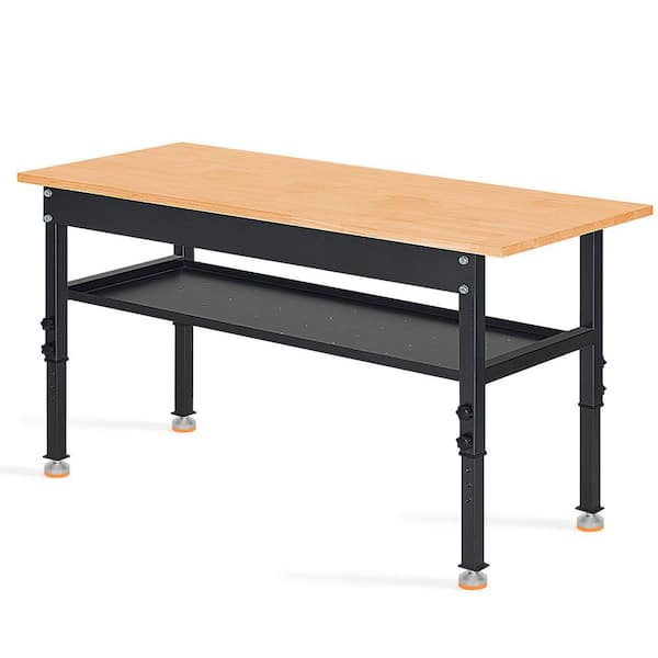 Thanaddo 48 in. W x 23 in. D Heavy-Duty Adjustable Hardwood Workbench ...