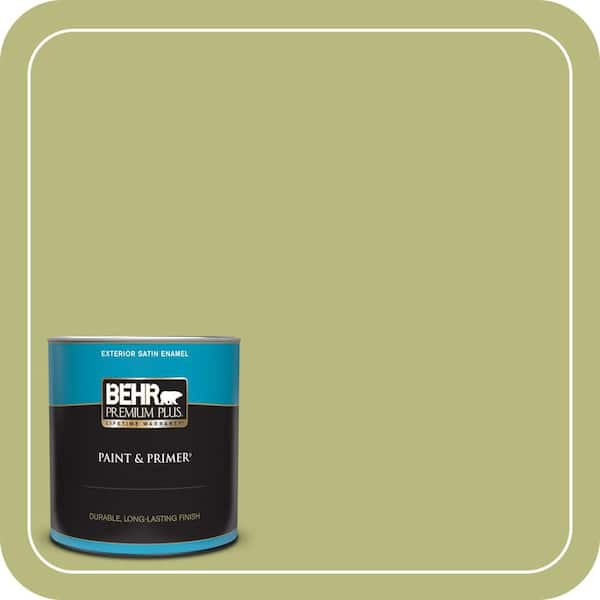 BEHR PREMIUM PLUS 1 qt. #400D-5 Grass Cloth Satin Enamel Exterior Paint ...