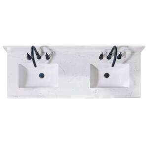 Dyconn True 63 in. W Solid Surface Vessel Vanity Top in Matt White with ...