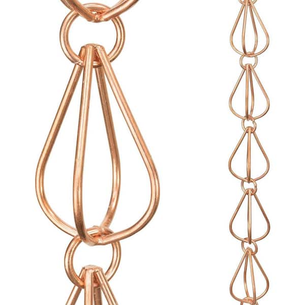 FAWEY TRED INC 13. 4FT Rain Chain, Copper Rain Chain Bell with 12 Cups ...
