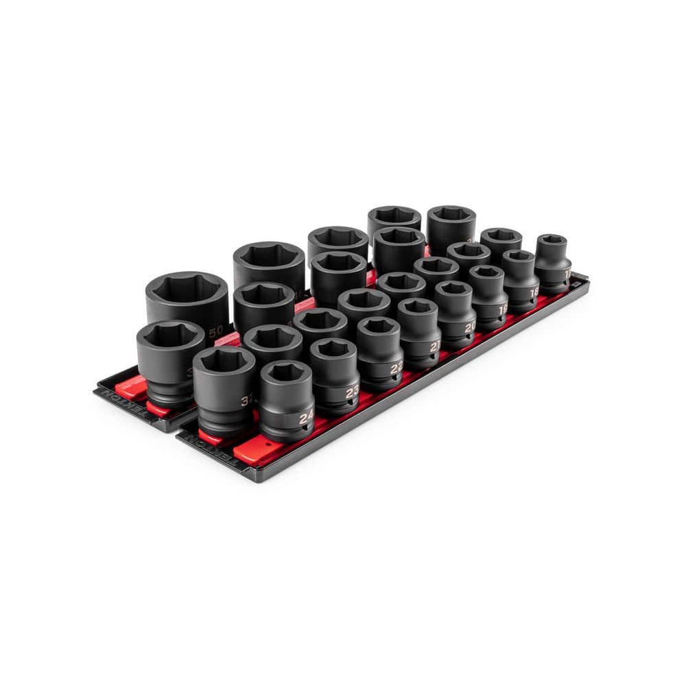 TEKTON 3/4 in. Drive 6-Point Impact Socket Set with Rails and Trays, 25 ...