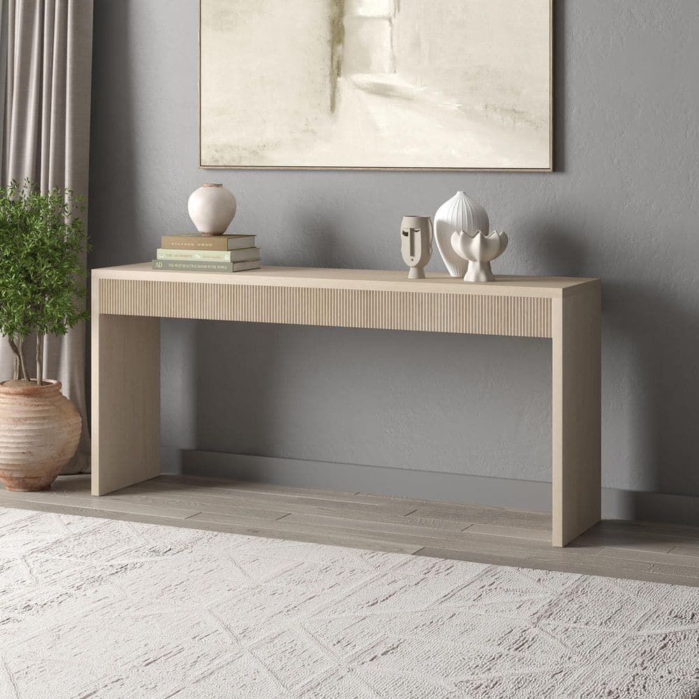 Meyer&Cross Lawrence 64 in. Alder White Rectangle MDF Top Console Table ...